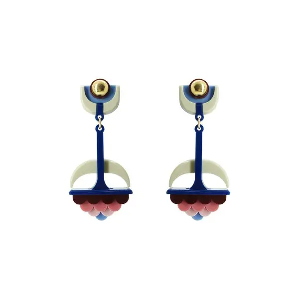 GISSA BICALHO Handmade Acrylic Earring Filianto Burgundy - Red