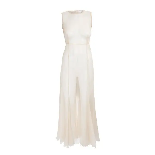 SOFIA TSERETELI Silk Crepon Transparent Dress - Brown