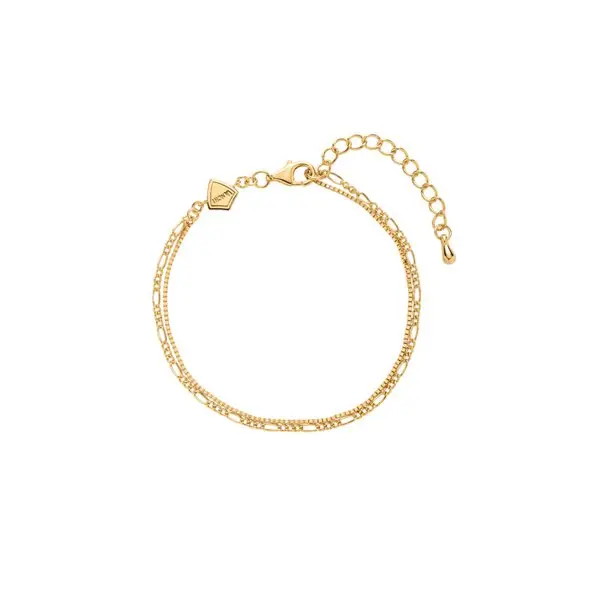 VANCHI Figaro And Box Chain Layered Bracelet - Gold