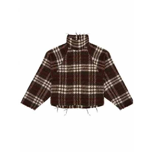 Carmen Says Barefoot Plaid Turtleneck Overshirt - Brown