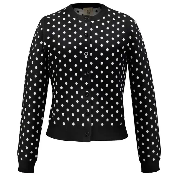 SMART AND JOY Polka Dots Knitted Cardigan - Black