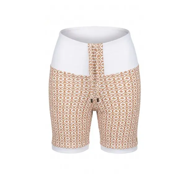 BEFITNESSLOU White / Brown Shorts Bridgitte Fleur De Lis - White/brown