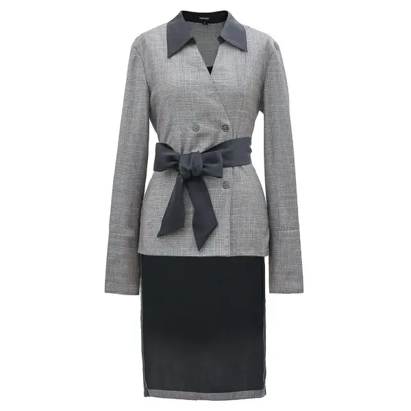 SMART AND JOY Long Double Breasted Tailor Shirt - Grey