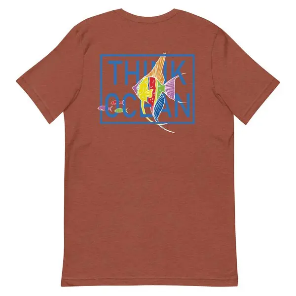 ANCHOR & CREW Clay Think Ocean Fish Fluorescence Cotton Embroide T-shirt - Red