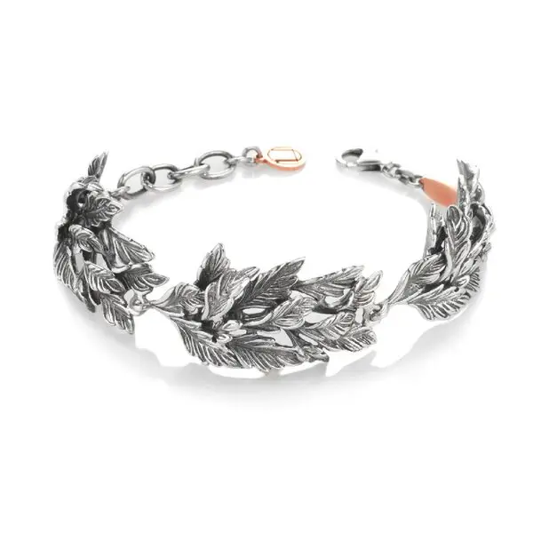 UNALOE Sterling Leaf Bracelet With Botanical Design – Handmade Italian Jewelry - Silver