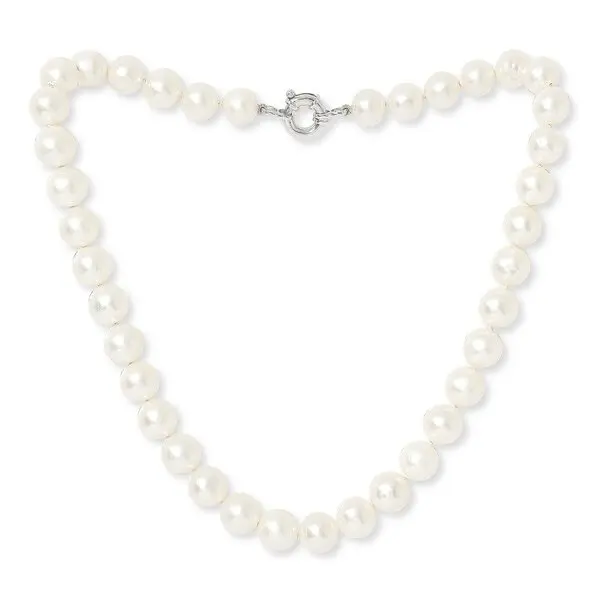 PEARLS OF THE ORIENT ONLINE Gratia Large Cultured Freshwater Pearl Necklace With Sterling Silver Spring Clasp - White