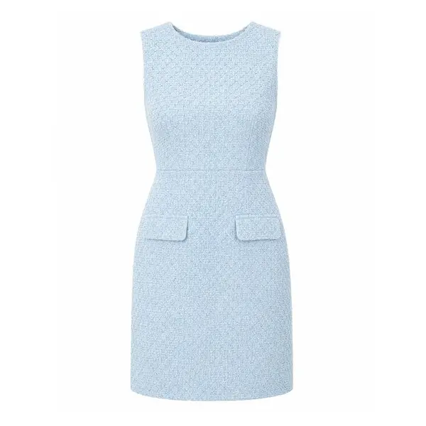 GIRL IN MIND Athenia Tweed Pocket Detail Mini Dress - Blue
