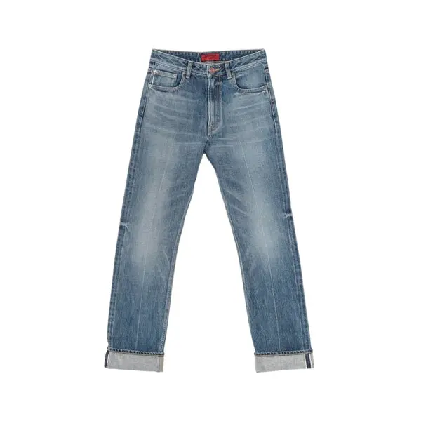 DIN & DEEN Regular Fit Denim Selvedge Washed Jeans Katana Collection - Blue