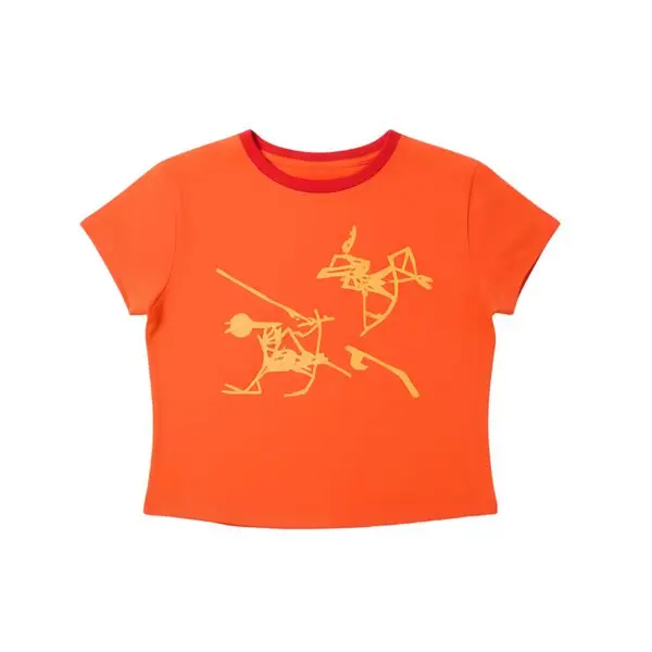 LILIA MUNN Cropped Graphic Tee – Organic Cotton - Orange