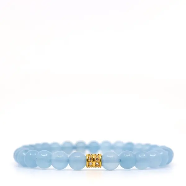 Shar Oke Blue / Gold Aquamarine & 24k Pure Gold Bracelet - Blue/gold