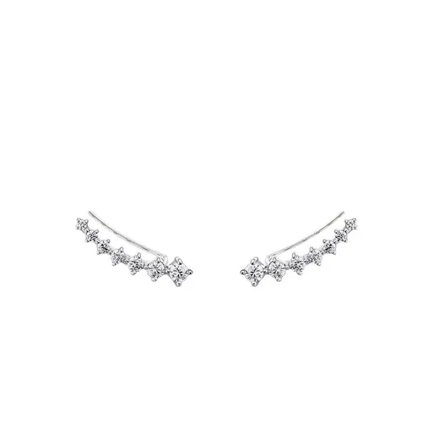 SALLY SKOUFIS White / Silver Complete Ear Climber With Made Cz Diamond Stimulant In Sterling Silver - White/silver