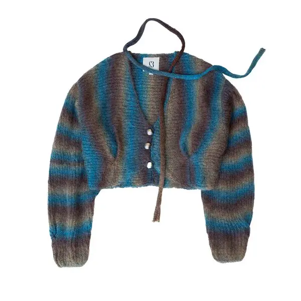 23RD AUGUST . Blue / Brown Espresso Cardigan - Blue/brown