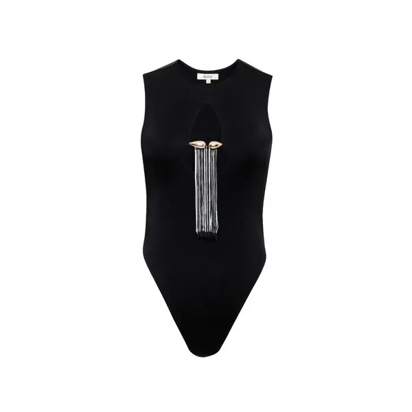 Sélone Nina Fringed Bodysuit - Black