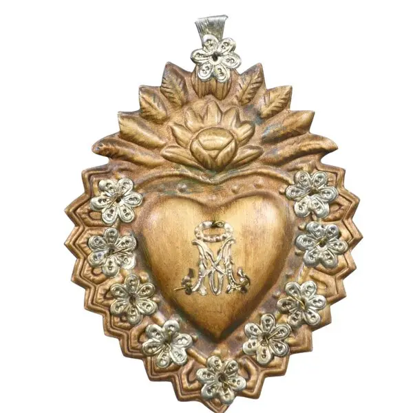 LILA RASA Blessed Mother Sacred Heart Ex-voto X 2 Pcs - Gold