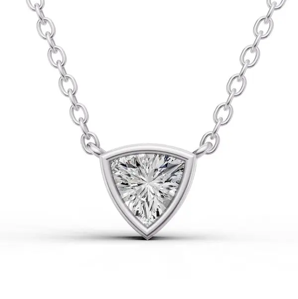 SEREIA OFFICIAL 14k Gold 0.25 Ct Lab Grown Trillion Shape Diamond Bezel Pendant White Gold - Silver
