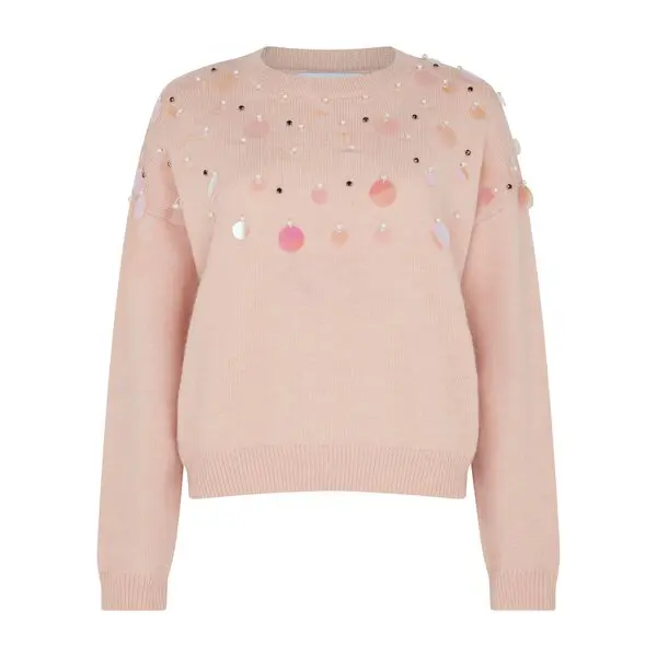 SOUR FIGS Neutrals / Iridescent Sequin-embellished Jumper In Tropical Peach - Pink