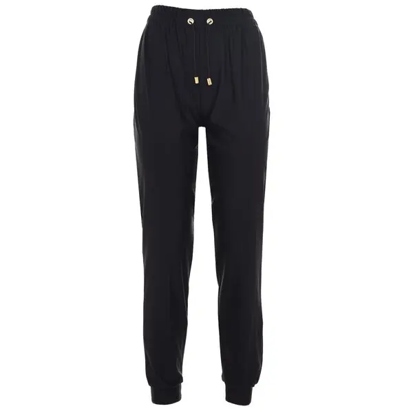 ANTONINIAS Elegant Sweat Pants With Golden Details - Black