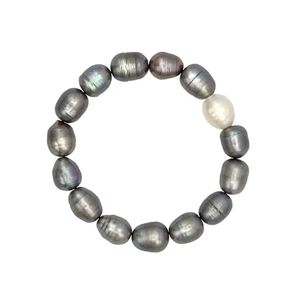 TORY LONG Lulu Freshwater Pearl Bracelet - Grey