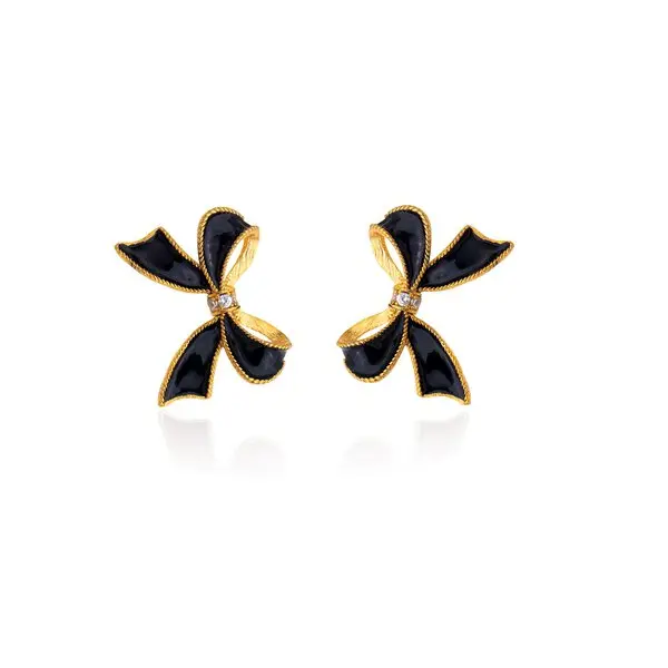 MILOU JEWELRY Bow Earrings - Black