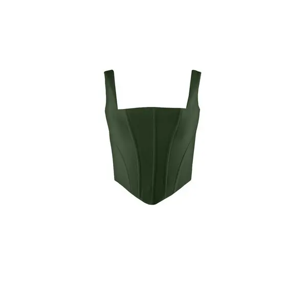 VESTIAIRE D'UN OISEAU LIBRE Kaki Cashmere Corset - Green