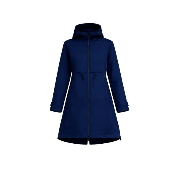 TANTRA SPAIN SL Long Trench Coat With Hood, Zipper Closure, And Zipper Detail On The Sides Navy - Blue