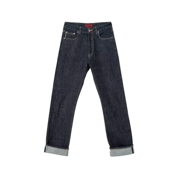 DIN & DEEN Regular Fit Raw-effect White Selvedge Denim Jeans Katana Collection - Blue
