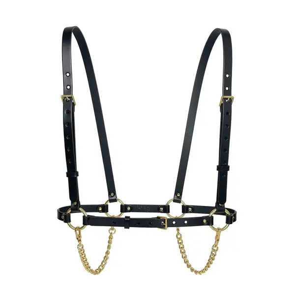 HAUTE CUIR Double Chain Leather Harness - Black