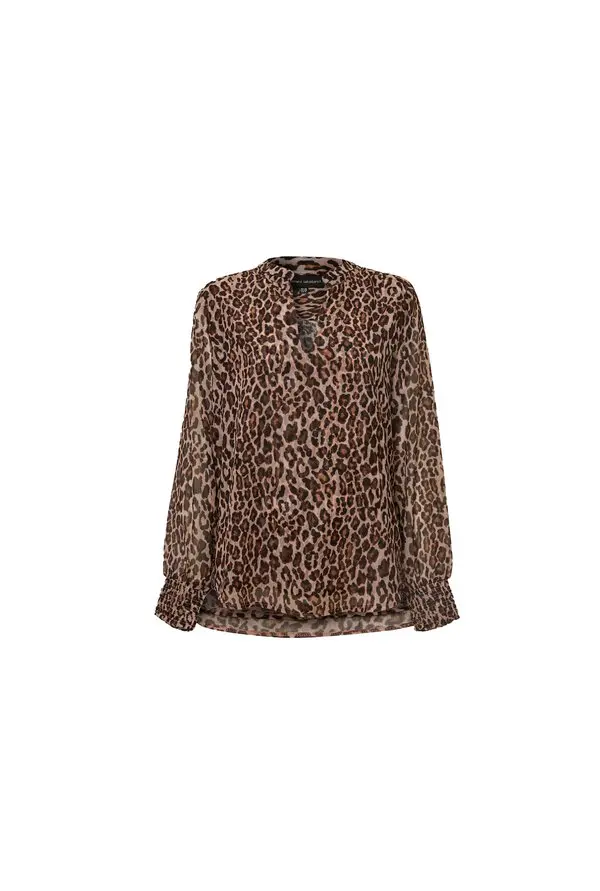 JAMES LAKELAND Print Leopard Blouse - Brown