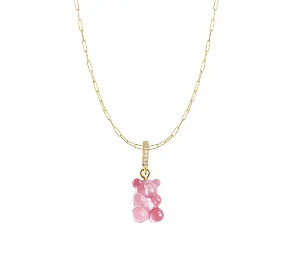 ADRIANA PAPPAS DESIGNS Dainty Chain Gummy Necklace - Pink