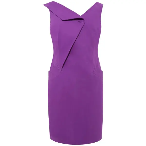 FEMPONIQ Asymmetric Lapel Tailored Cotton Dress Pink - Purple
