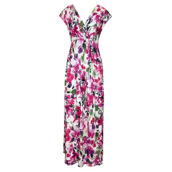 ALIE STREET LONDON Sophia Maxi Dress In Fuchsia Floral Print - Pink