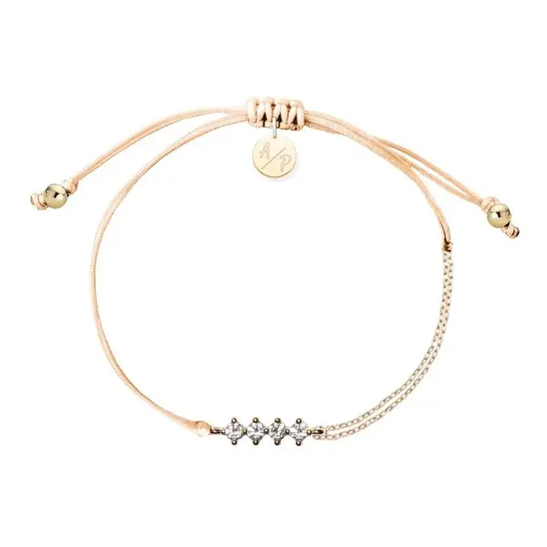 ADRIANA PAPPAS DESIGNS Cz Crystal Bar Bracelet On Colored Cord Cantaloupe - Orange