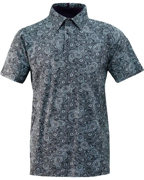 LORDS OF HARLECH Pietro Tribune Paisley Polo Shirt - Grey