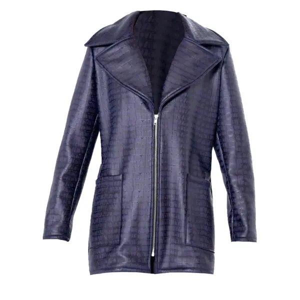 METAMORPHOZA Blue / Black Croc-effect Faux Suede Jacket In Blue - Blue/black