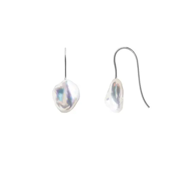 ORA PEARLS Silver / White Mermaid Keshi Pearl Hook Earrings Silver - Silver/white
