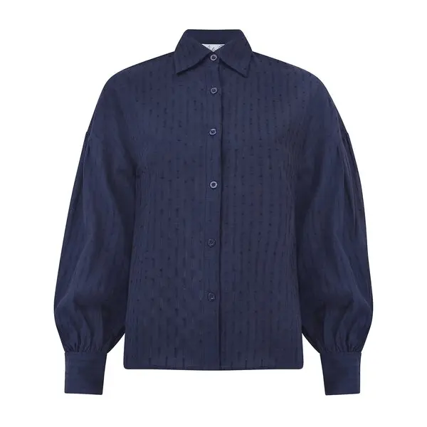 LULA-RU Ida Cotton Shirt Navy - Blue