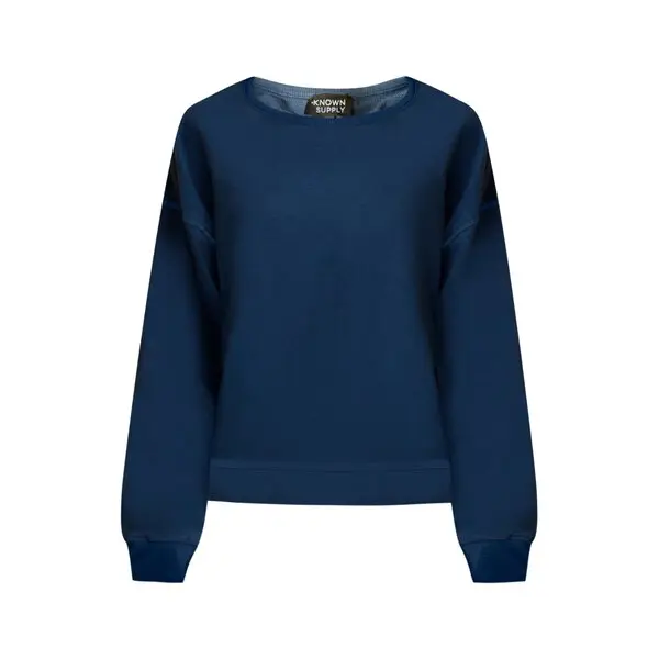 KNOWN SUPPLY Boxy Cotton Crewneck Ada Sapphire - Blue