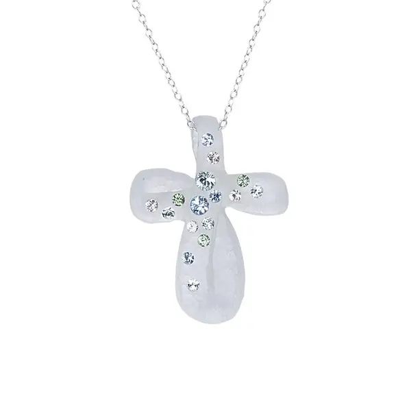 GOLD & HONEY Blue / Silver Ice Blue Bubble Cross With Swarovski Crystals - Blue/silver