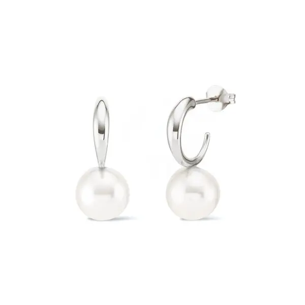 DINNY HALL Silver / White Toro Silver Pearl Drop Hoops - Silver/white