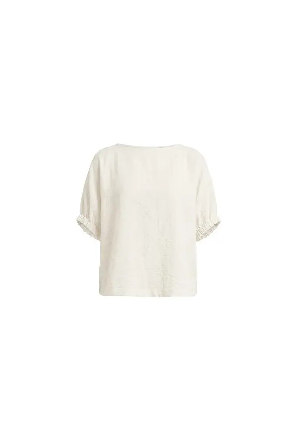 JAMES LAKELAND Neutrals Relaxed Gathered Sleeve Top – Cream - White