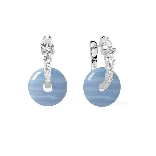 FREQNC ATELIER Ouroboros Earrings Lace Agate Throat Chakra - Blue