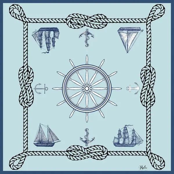 RALUFINEART Silk Scarf Nautical Chic Color - Blue
