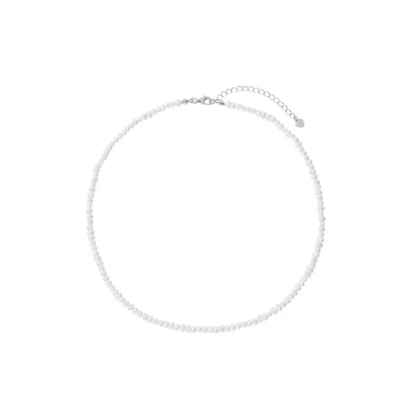 VANCHI Celia Micro Freshwater Pearl Choker Necklace - Silver