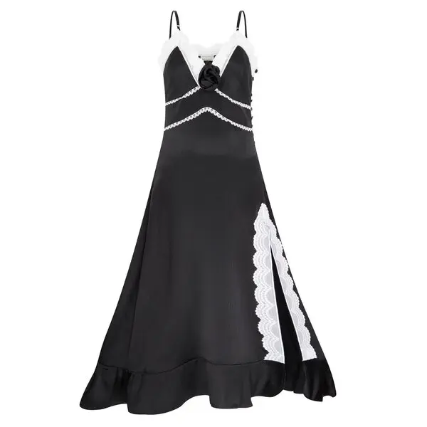 LISA THE LABEL Le Jardin Ruby Rose Slip Dress - Black