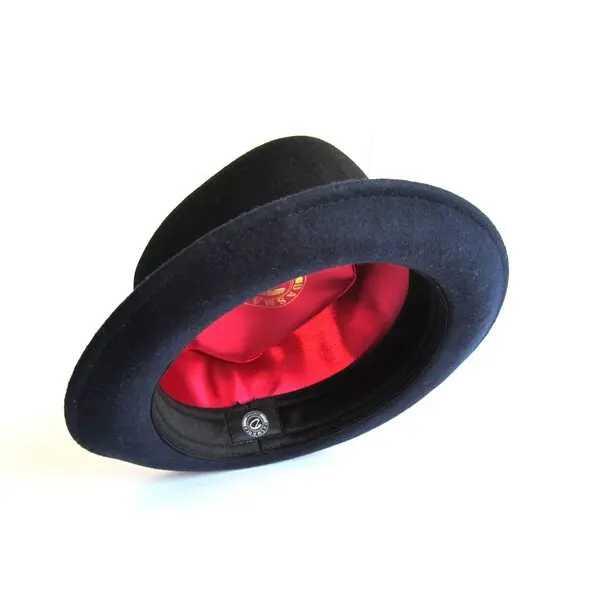 DASMARCA HATS Edward Navy Two Tone Wool Felt Winter Porkpie Hat - Black