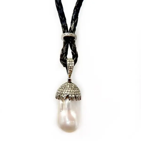 Persia Donà Jewelry Modern Baroque Pearl Necklace - Black