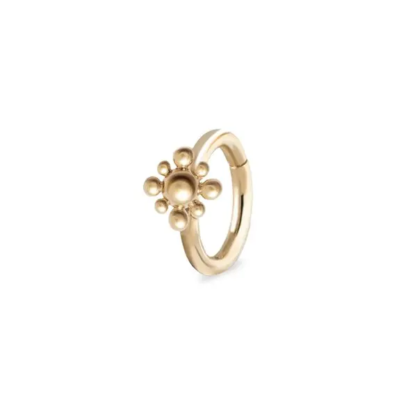 ZOHREH Beaded Flower Seamless Huggie Earring 9k - Gold
