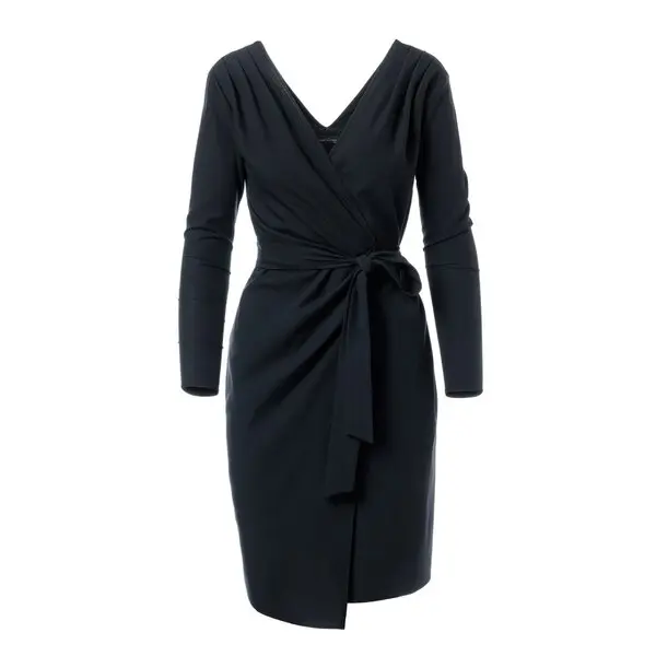 CONCEPT A TROIS Wrap Long Sleeve Dress - Black