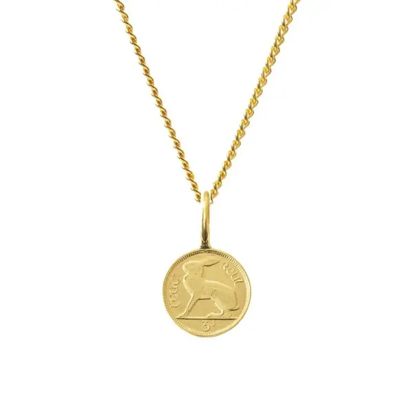 KATIE MULLALLY Irish 3d Coin & Chain In Yellow Plate - Gold