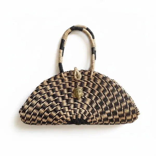 SOKONA Neutrals / Akua — Mosaic Weave Handwoven Bag - Blue